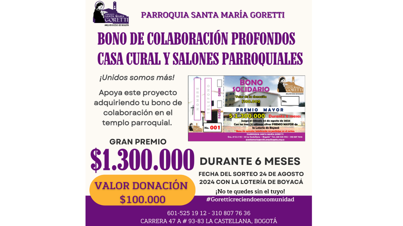 📣 BONO DE COLABORACIÓN PROFONDOS CASA CURAL Y SALONES PARROQUIALES ...